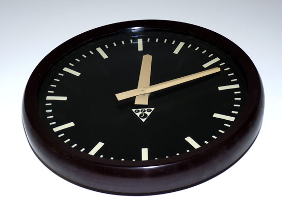 Pragotron Bakelite 37cm Czech Industrial Factory Clock 1970 1960