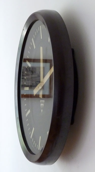 Pragotron Bakelite 37cm Czech Industrial Factory Clock 1970 1960